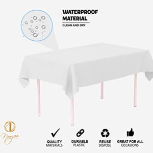 16-Pack White Disposable Plastic Tablecloths, 54" x 108" Plastic Table Cloth, Rectangle Table Cover (White , 16 Pack Rectangle 54" X 108")