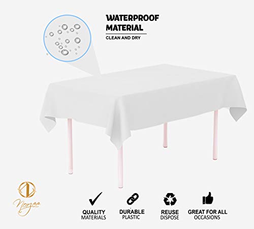 16-Pack White Disposable Plastic Tablecloths, 54" x 108" Plastic Table Cloth, Rectangle Table Cover (White , 16 Pack Rectangle 54" X 108")