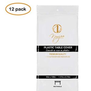 16-Pack White Disposable Plastic Tablecloths, 54" x 108" Plastic Table Cloth, Rectangle Table Cover (White , 16 Pack Rectangle 54" X 108")