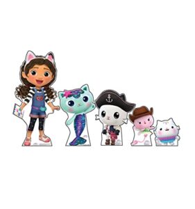 advanced graphics gabby, mercat, pandy paws, kitty fairy, cakery cat group cardboard cutout standup – gabby’s dollhouse