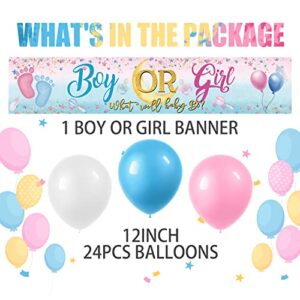 Gender Reveal Yard Sign,Boy or Girl Banner and Blue Pink Balloons,What Will Baby Be Boy or Girl Gender Reveal Party Supplies