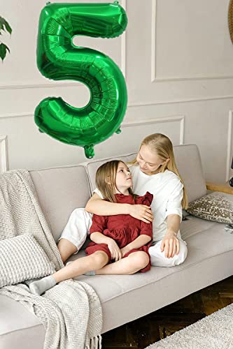 40 Inch Huge Dark Green Numbers 5 Balloons Decorations Birthday Party Supplies Helium Foil Mylar Big Digital 0-9 Summer 2022 Graduation Anniversary Celebrations(Emerald Green 5 balloon)