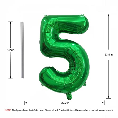 40 Inch Huge Dark Green Numbers 5 Balloons Decorations Birthday Party Supplies Helium Foil Mylar Big Digital 0-9 Summer 2022 Graduation Anniversary Celebrations(Emerald Green 5 balloon)