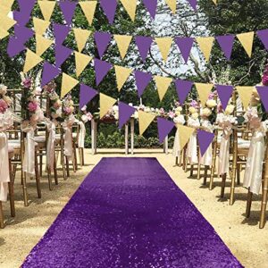 Graduation Party Decorations Purple Gold 2023 NYU/Purple Gold Birthday Party Decorations for Women/2pcs Triangle Bunting Banners for Women's 40th/50th Birthday Purple Gold Wedding Decorations