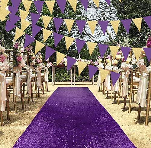 Graduation Party Decorations Purple Gold 2023 NYU/Purple Gold Birthday Party Decorations for Women/2pcs Triangle Bunting Banners for Women's 40th/50th Birthday Purple Gold Wedding Decorations