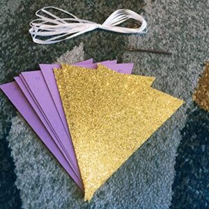 Graduation Party Decorations Purple Gold 2023 NYU/Purple Gold Birthday Party Decorations for Women/2pcs Triangle Bunting Banners for Women's 40th/50th Birthday Purple Gold Wedding Decorations