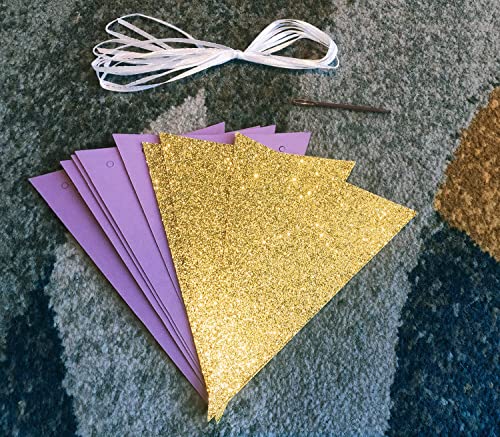 Graduation Party Decorations Purple Gold 2023 NYU/Purple Gold Birthday Party Decorations for Women/2pcs Triangle Bunting Banners for Women's 40th/50th Birthday Purple Gold Wedding Decorations