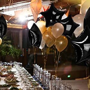 [10 Pack] Star Shape Foil Balloons, 18" Mylar Aluminum Foil Balloons 45cm Decorations for Birthday Party Wedding Engagement Party Celebration Holiday Show Party Activities (Black, 18Inch)