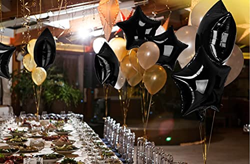 [10 Pack] Star Shape Foil Balloons, 18" Mylar Aluminum Foil Balloons 45cm Decorations for Birthday Party Wedding Engagement Party Celebration Holiday Show Party Activities (Black, 18Inch)