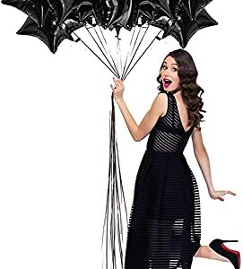 [10 Pack] Star Shape Foil Balloons, 18" Mylar Aluminum Foil Balloons 45cm Decorations for Birthday Party Wedding Engagement Party Celebration Holiday Show Party Activities (Black, 18Inch)