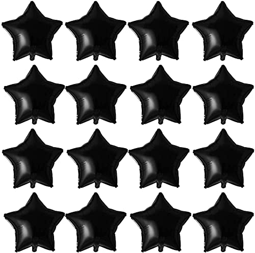 [10 Pack] Star Shape Foil Balloons, 18" Mylar Aluminum Foil Balloons 45cm Decorations for Birthday Party Wedding Engagement Party Celebration Holiday Show Party Activities (Black, 18Inch)