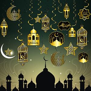 36 pieces ramadan mubarak decorations eid mubarak ceiling foil swirls kareem theme decor islamic ceiling decorations foil party danglers streamers for party decorations