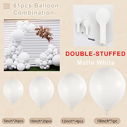 White Balloons - Double Stuffed Balloon 18inch 12inch 10inch 5inch 61pcs White Balloons Garland for Wedding Baby Shower Gender Reveal Birthday Decorations…