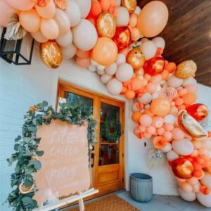 Little Cutie Orange Balloon Garland Arch Kit Macaron Orange And White Baby Shower Tangerine Theme Birthday Party Decor