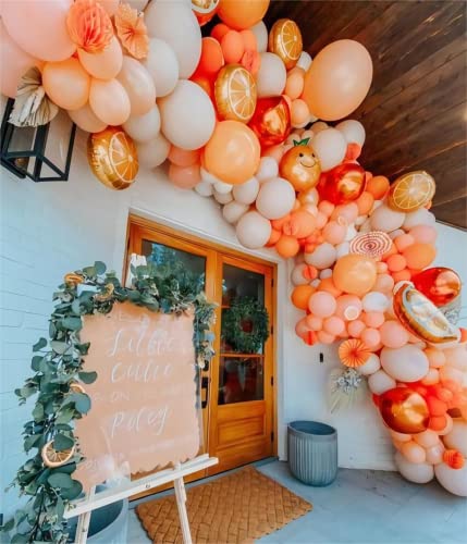 Little Cutie Orange Balloon Garland Arch Kit Macaron Orange And White Baby Shower Tangerine Theme Birthday Party Decor