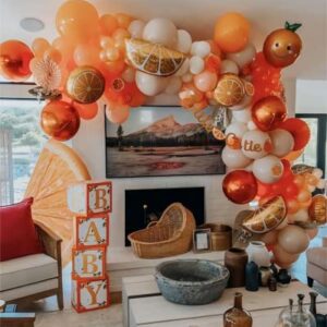 Little Cutie Orange Balloon Garland Arch Kit Macaron Orange And White Baby Shower Tangerine Theme Birthday Party Decor