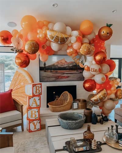 Little Cutie Orange Balloon Garland Arch Kit Macaron Orange And White Baby Shower Tangerine Theme Birthday Party Decor