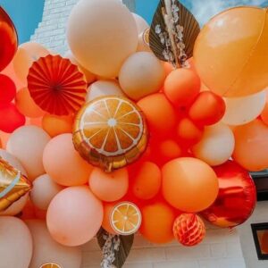 Little Cutie Orange Balloon Garland Arch Kit Macaron Orange And White Baby Shower Tangerine Theme Birthday Party Decor