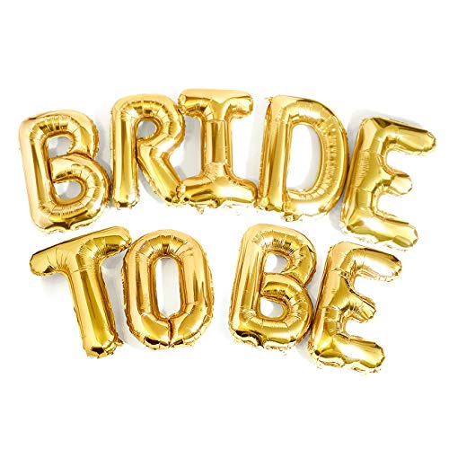 Big BRIDE TO BE Balloons Gold 16" Letters Banner - Bachelorette Party Decorations Kit - Hen Party Supplies and Favors - Bridal Shower and Hen Party Decorations Set