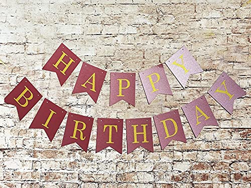 Burgundy Gold Birthday Party Decorations for Women Burgundy Gold HAPPY BIRTHDAY Banner Polka Dot Fans for Fall Burgundy Birthday Party Supplies/30th/40th/50th Birthday Decorations Autumn