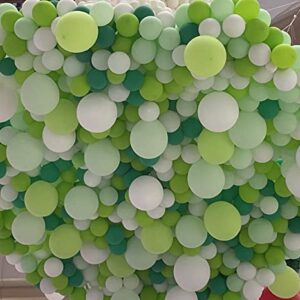 Light Dark Green and White Balloons -Pastel Emerald Green White Balloons 12inch for Birthday Baby Shower Wedding Graduation Anniversary Party Decorations