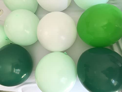 Light Dark Green and White Balloons -Pastel Emerald Green White Balloons 12inch for Birthday Baby Shower Wedding Graduation Anniversary Party Decorations