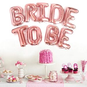 Big BRIDE TO BE Balloons Rose Gold 16" Letters Banner - Bachelorette Party Decorations Kit - Hen Party Supplies and Favors - Bridal Shower and Hen Party Decorations set