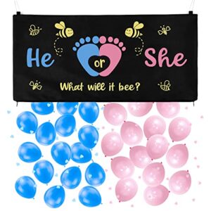 tenshun what will it bee gender reveal balloon drop bag he or she zipper bag with pink and blue balloons confetti bee themed boy or girl baby shower sex reveal party decoration supplies