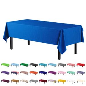 6-pack premium plastic tablecloth 54in. x 108in. rectangle plastic table cover – blue