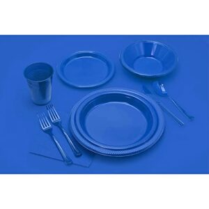 6-Pack Premium Plastic Tablecloth 54in. x 108in. Rectangle Plastic Table Cover - Blue