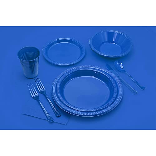 6-Pack Premium Plastic Tablecloth 54in. x 108in. Rectangle Plastic Table Cover - Blue