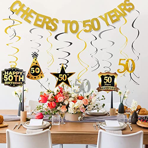 50th Birthday Decorations for Men Women Cheers to 50 Years Birthday Banner Swirls Set for 50 50th Birthday Party Decorations