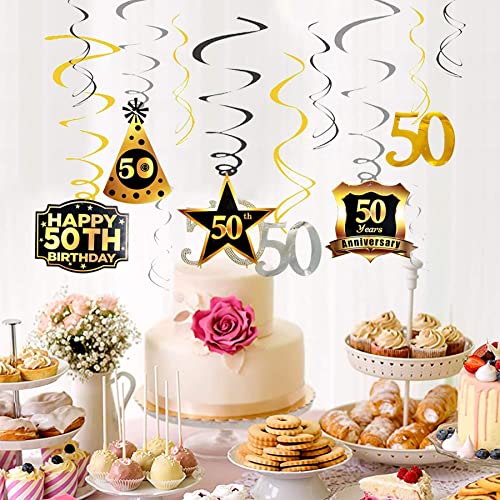 50th Birthday Decorations for Men Women Cheers to 50 Years Birthday Banner Swirls Set for 50 50th Birthday Party Decorations