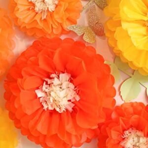 Fonder Mols Yellow Orange Gold Tissue Paper Flowers Tissue Pom Poms Blooms for Little Cutie Baby Shower, Nursery Decor, Fall Birthday Party Decorations(Set of 21)