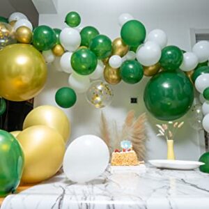 Balloon Garland Arch Kit 172pcs Green Balloons Garland kit Metallic Gold, White & Confetti Balloons for Weddings, Birthday Party Decorations, Bridal Showers and New Year Parties