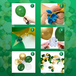 Balloon Garland Arch Kit 172pcs Green Balloons Garland kit Metallic Gold, White & Confetti Balloons for Weddings, Birthday Party Decorations, Bridal Showers and New Year Parties