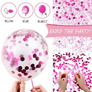 120 Pcs Valentines Day Balloons 12 Inch Hot Pink Latex Balloons Light Pink Confetti Balloons Valentines Day Party Decorations for Women Girls Wedding Birthday Baby Shower Bridal Proposal