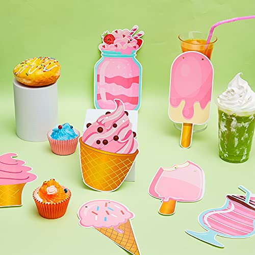 2 Pieces Ice Cream Banner Banner Ice Cream Theme Party Decoration Party Supplies Signs Streamer Decor for Events Holidays School Summer Pool Beach Kid Happy Birthday Party