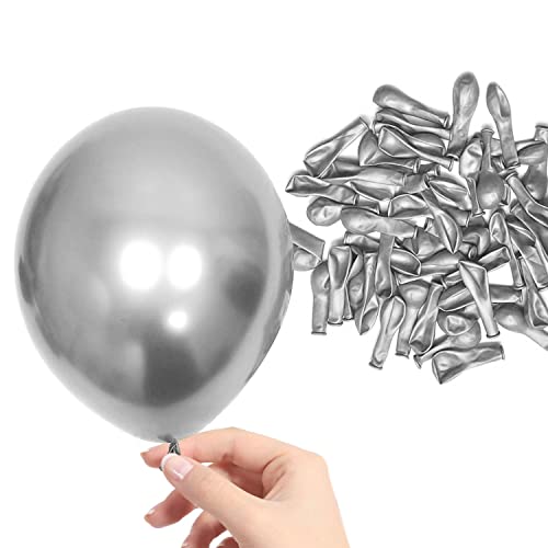 Metallic Chrom Silver Party Balloons 50 PCS 5 Inches Latex Balloons for Birthday arty (Sliver)