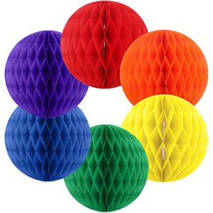 binpeng paper fan for decorations paper honeycomb tissue balls for party decoration set of 3 blue paper honeycomb tissue fans for party decoratio (rainbow honeycomb 6pcs 8 inch)