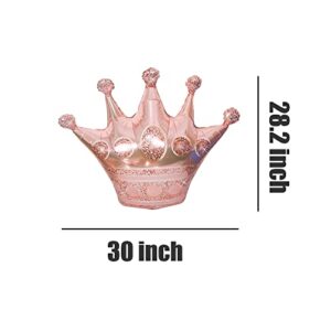 HORUIUS Rose Gold Crown Balloons Crown Shaped Foil Mylar Balloons for Baby Shower Kids' Girls Wedding Birthday Party Supplies Decorations 30 Inchs 5PCS