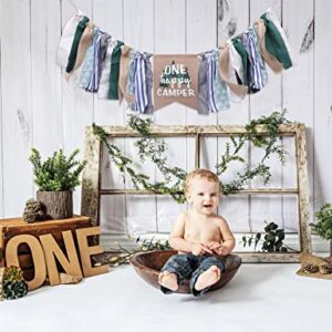 1st Birthday Banner - First Birthday High Chair Banner Happy Birthday Banner Highchair Party Decorations,Baby Birthday Photo Props(Forest)