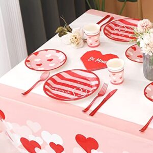 Winoo Design Valentines Tablecloth Disposable - 1PK - Valentines Day Tablecloth Rectangle 54x108 Inches Valentines Day Table Cloth Table Cover Valentine's DAR Party Decorations Party Supplies