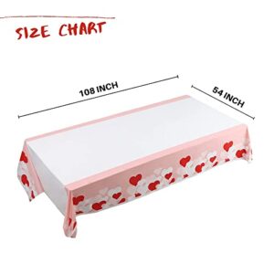 Winoo Design Valentines Tablecloth Disposable - 1PK - Valentines Day Tablecloth Rectangle 54x108 Inches Valentines Day Table Cloth Table Cover Valentine's DAR Party Decorations Party Supplies