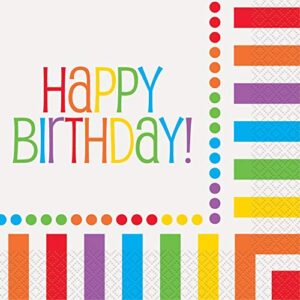 unique rainbow birthday luncheon paper napkins, 6.5″ x 6.5″, multicolor