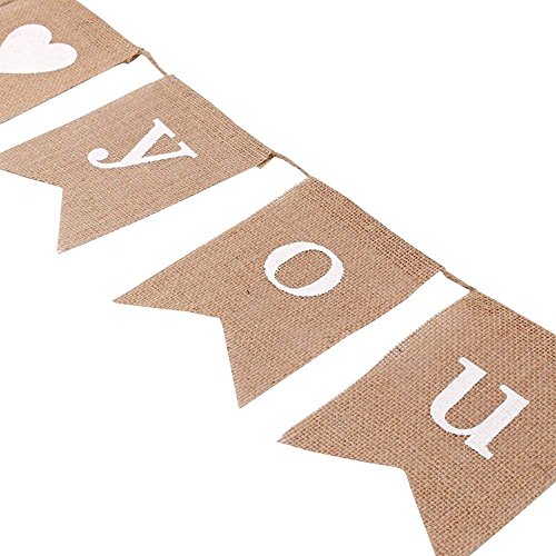 OZXCHIXU Jute Hessian Burlap thank you Banner Rustic Wedding Party Bunting