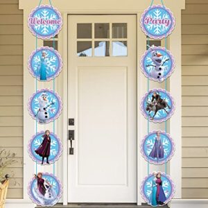 frozen birthday party supplies, frozen party decorations porch sign, door banner decorations for frozen theme party home decorations