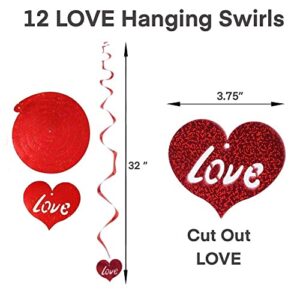 Galentines Day Decorations – Galentine's Valentine's Decoration Set Decor with 1 Heart Shape Banner Garland, & 12 LOVE Swirl, 6 Heart Streamers, 1 Lips & 4 XOXO Balloons – For Classroom Office Supplies