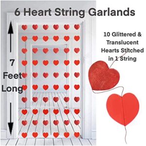 Galentines Day Decorations – Galentine's Valentine's Decoration Set Decor with 1 Heart Shape Banner Garland, & 12 LOVE Swirl, 6 Heart Streamers, 1 Lips & 4 XOXO Balloons – For Classroom Office Supplies