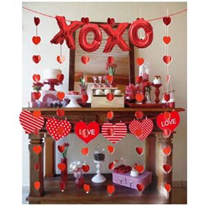 Galentines Day Decorations – Galentine's Valentine's Decoration Set Decor with 1 Heart Shape Banner Garland, & 12 LOVE Swirl, 6 Heart Streamers, 1 Lips & 4 XOXO Balloons – For Classroom Office Supplies